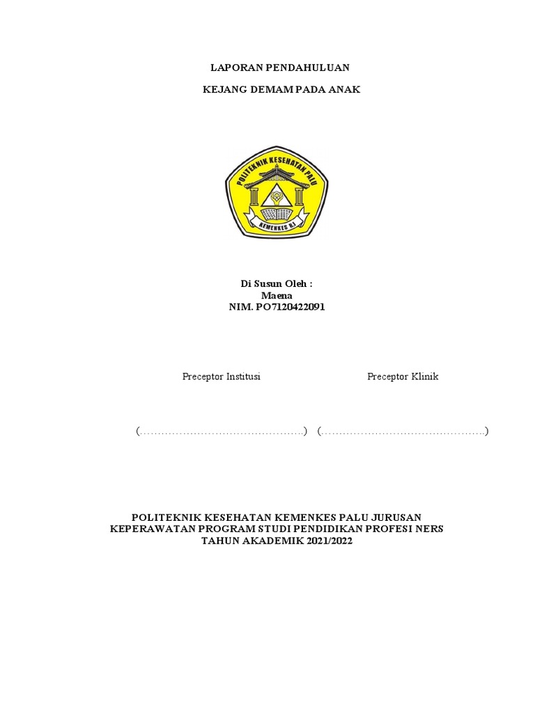 Kejang Demam pada Anak: Laporan Pendahuluan | PDF | Sains & Matematika