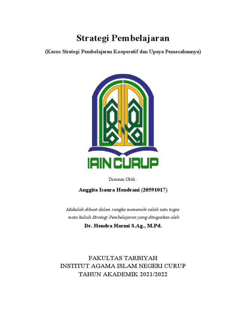 Strategi Pembelajaran (Kasus Strategi Pembelajaran Kooperatif Dan Upaya ...