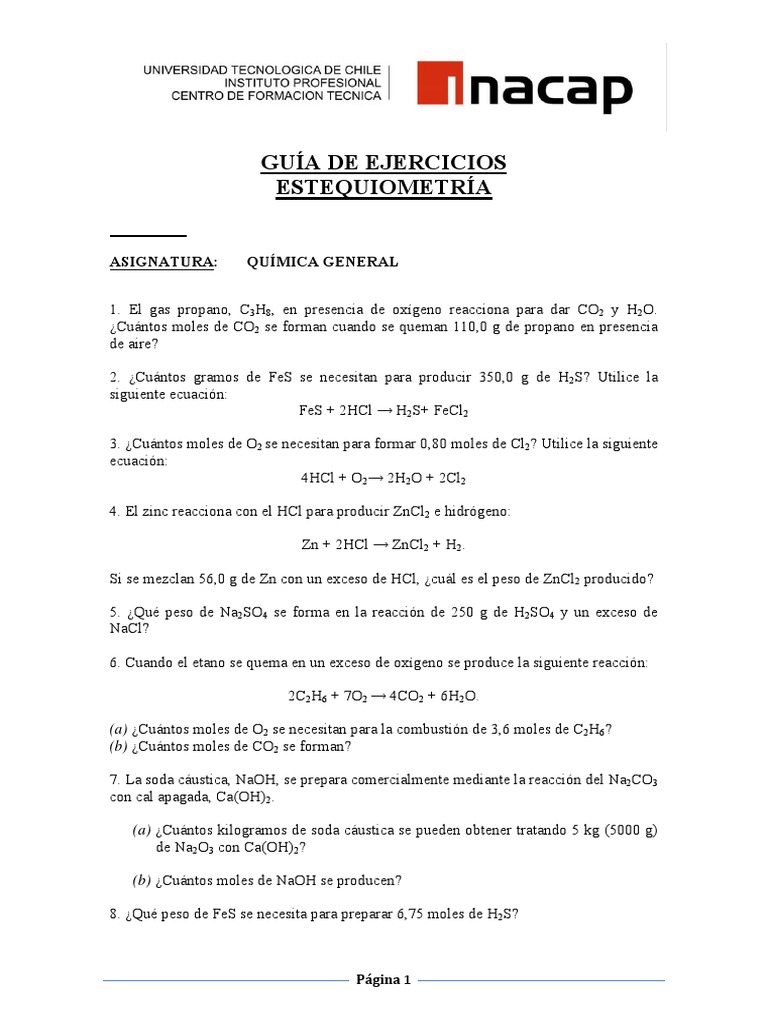 Guía Estequiometría Pdf