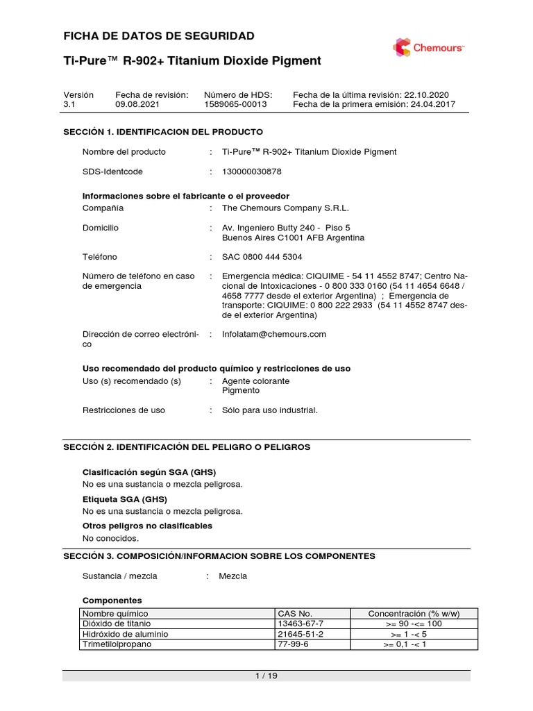R 902 Titanium Dioxide | PDF