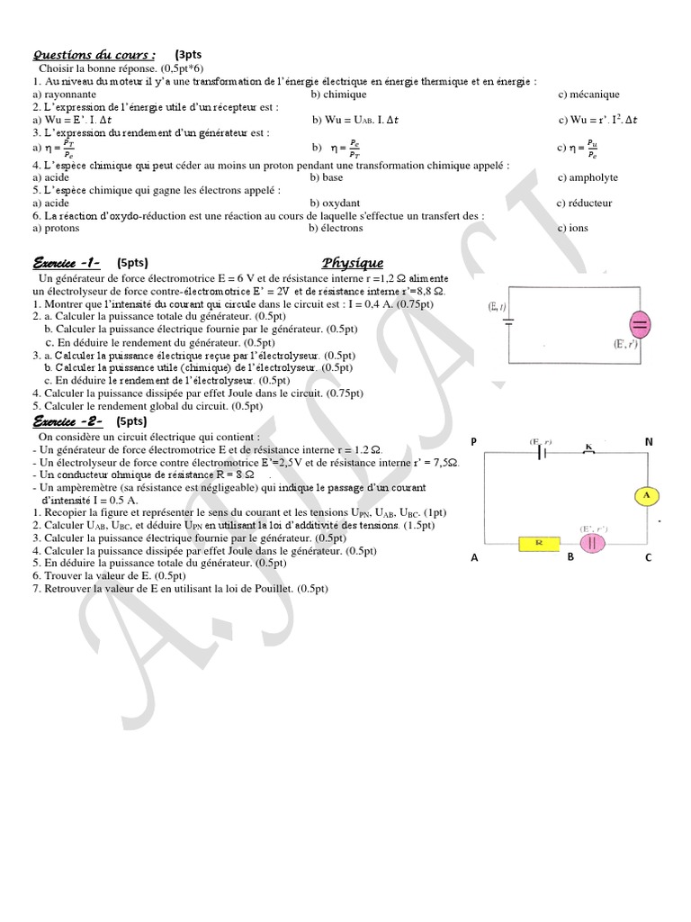DS1 S2 1bac | PDF | Sciences et mathématiques