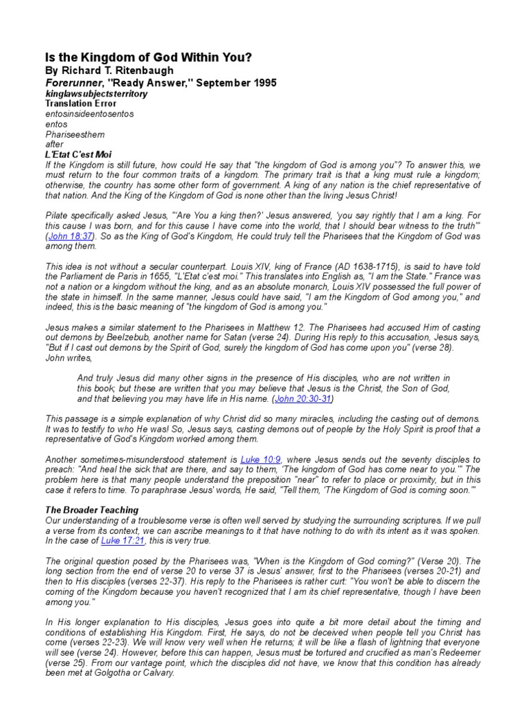 Is The Kingdom of God Within You | PDF | John The Baptist | Christianity