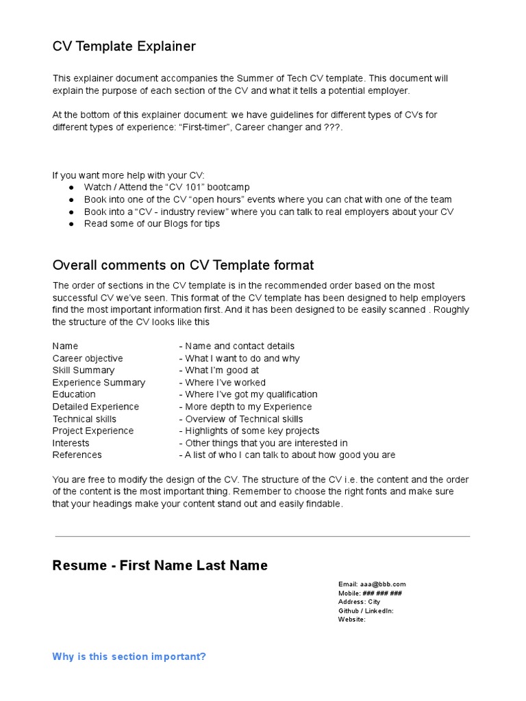 2 - CV Template 2022 Explainer v1 PDF | PDF | Career & Growth | Business