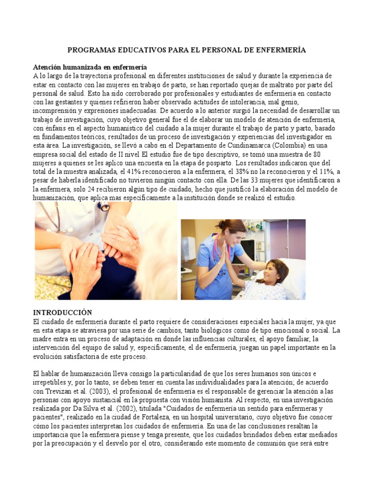 Programas Educativos para El Personal de Enfermería | PDF