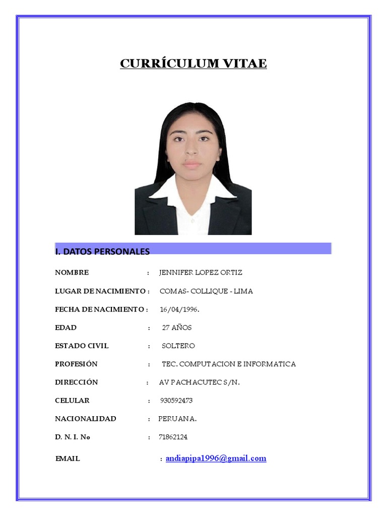 Currículum Vitae: I. Datos Personales | PDF | Informática
