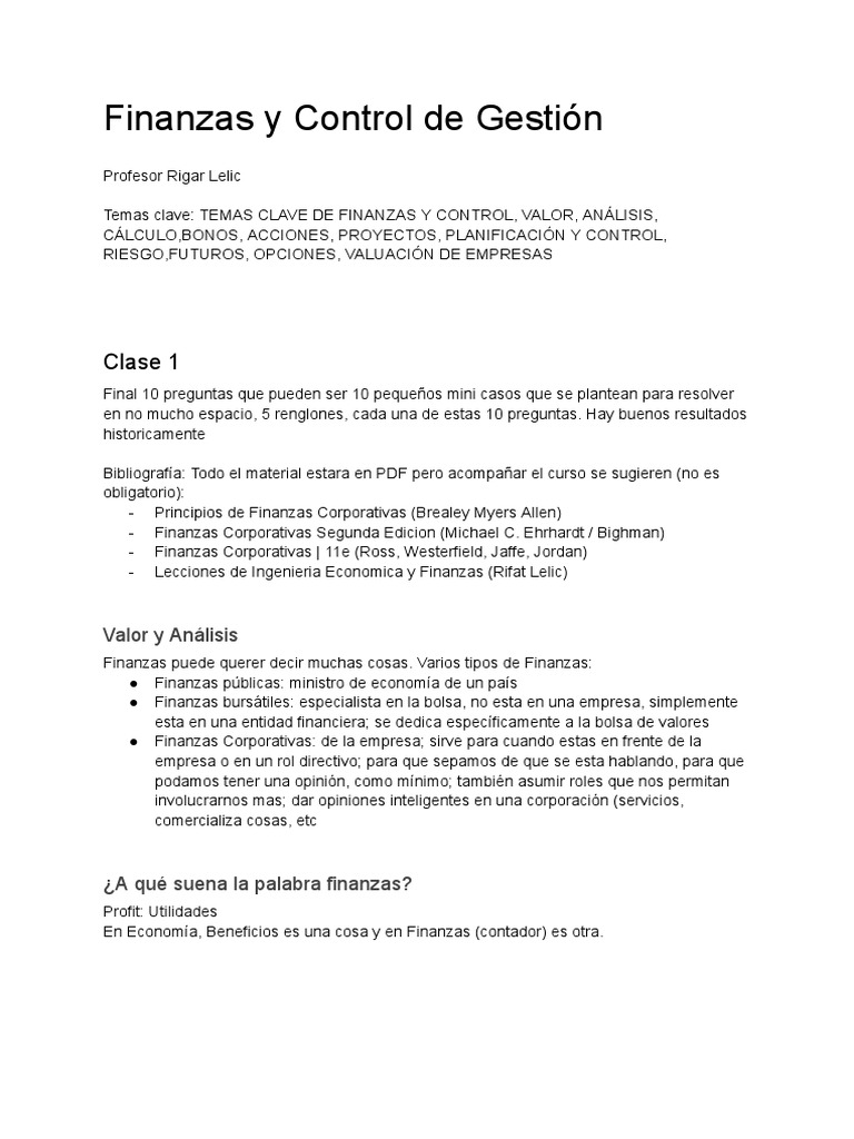 Finanzas Corporativas y Valoración | PDF | Finanzas y dinero
