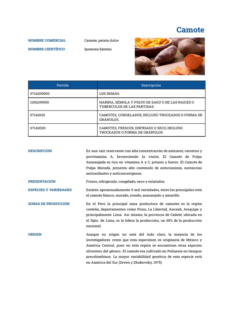 FICHA TÉCNICA - Camote.pdf | PDF