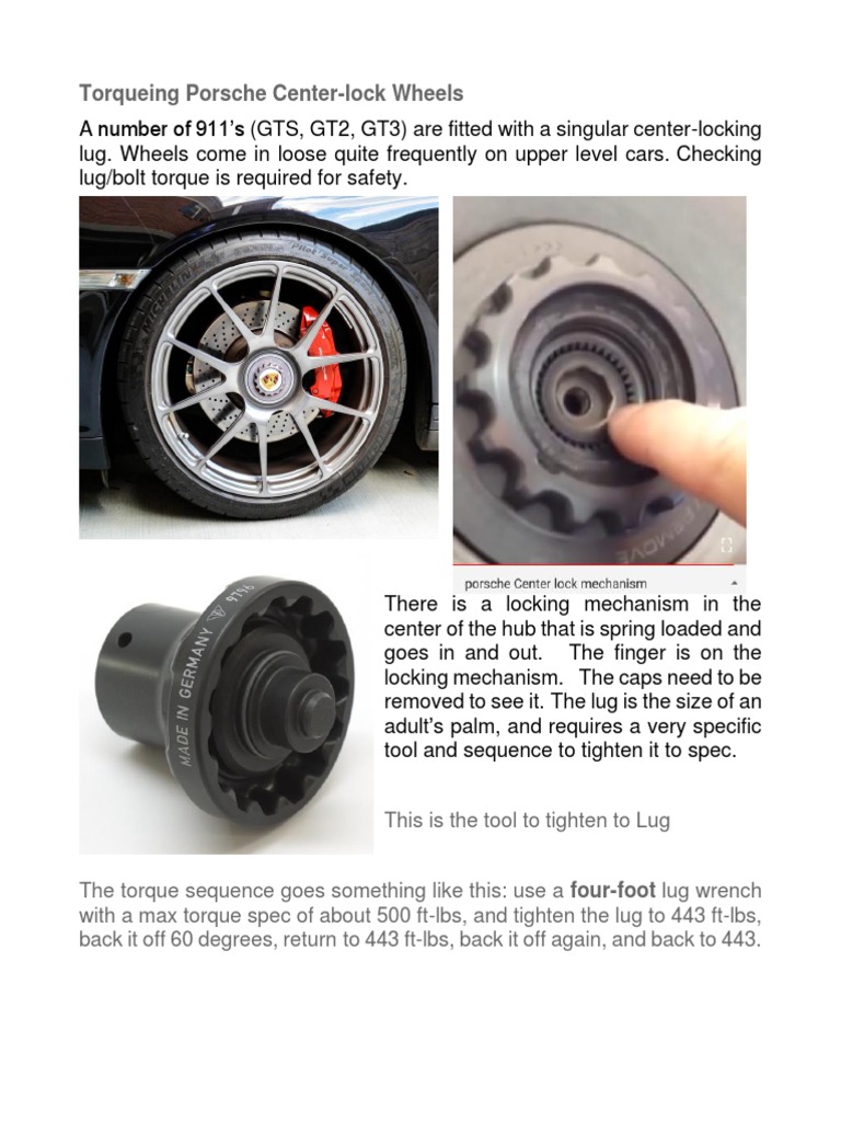 Torque Specs for Porsche Center-lock Wheels | PDF | Technology ...