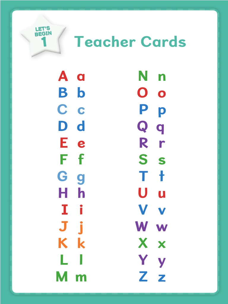 Teacher Cards Alphabet Guide | PDF