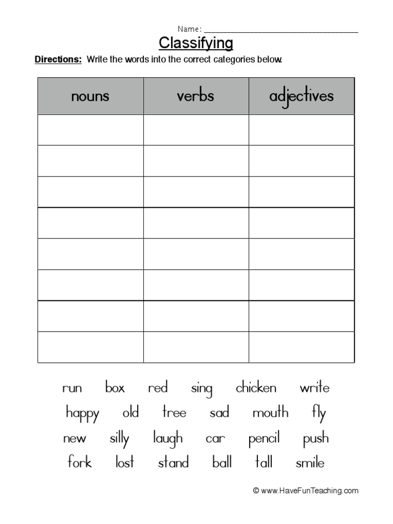 Classifying Worksheet 2 PDF | PDF | Career & Growth | Language Arts ...