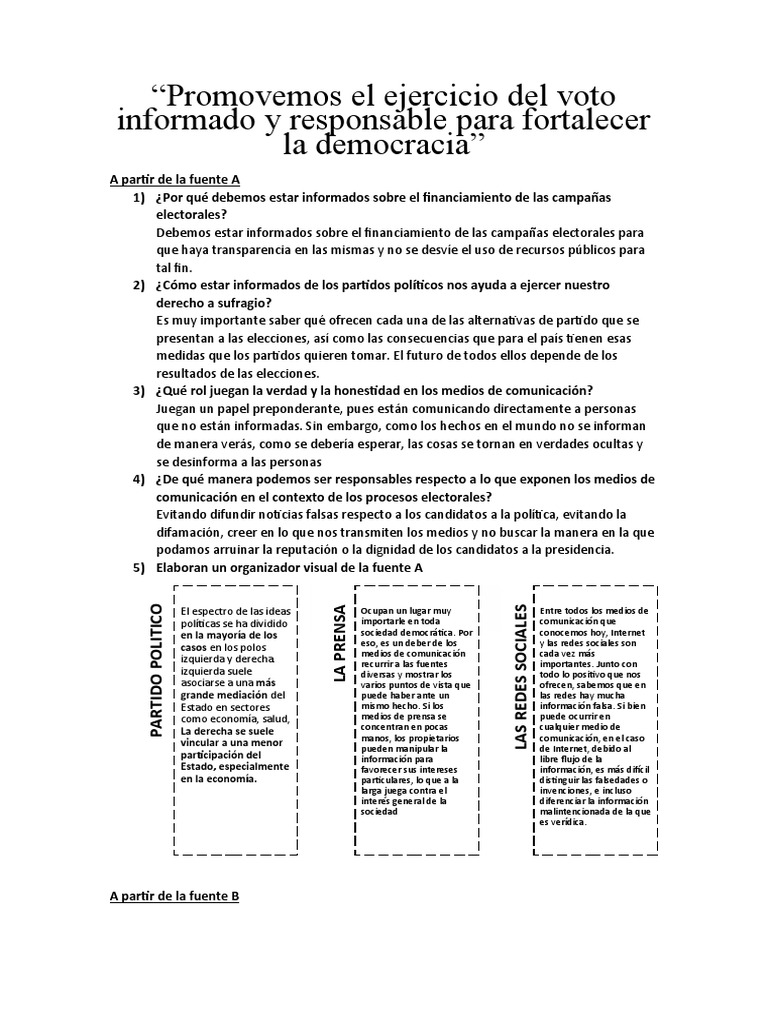 Promovemos El Ejercicio Del Voto Informado y Responsable para Fortalecer La Democracia | PDF