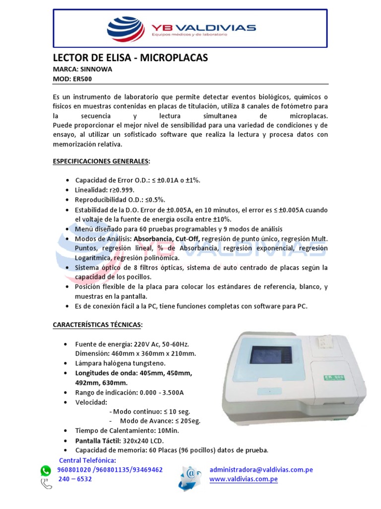 Lector ELISA ER500: Precisión y Eficiencia | PDF
