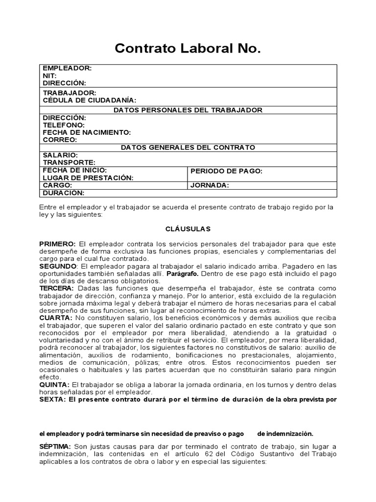 Contrato Laboral | PDF | Salario | Economias