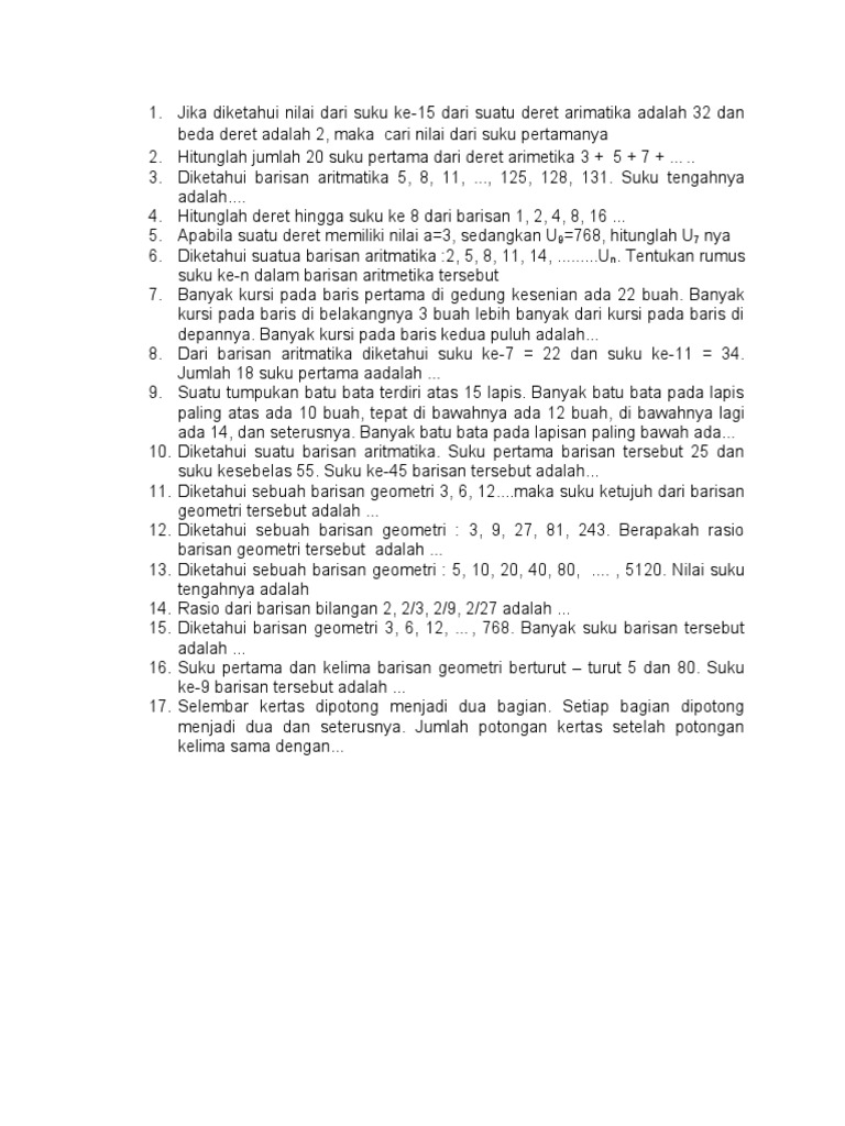 Latihan Soal Barisan Dan Deret | PDF