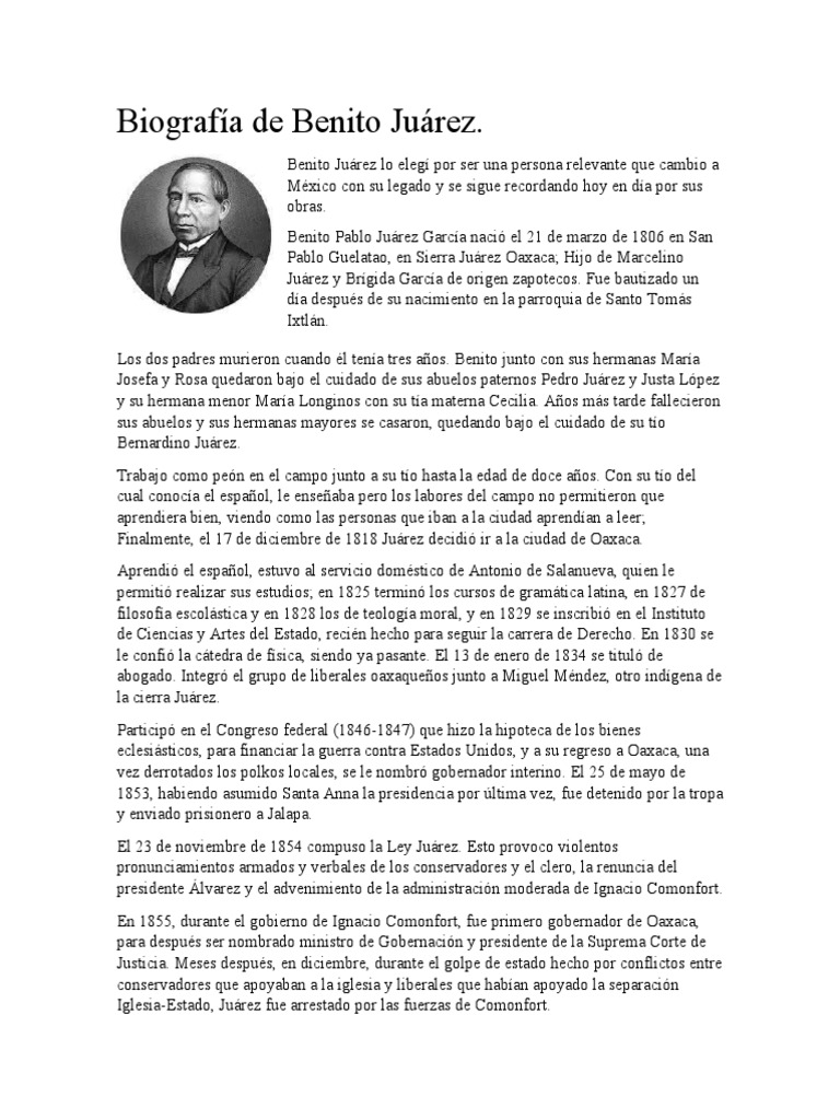 Biografia Benito Juarez Pdf