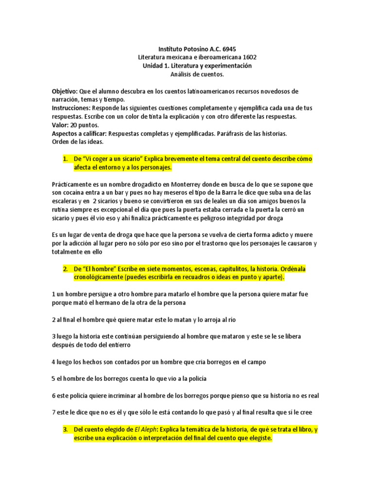 Análisis de cuentos de sexto | PDF