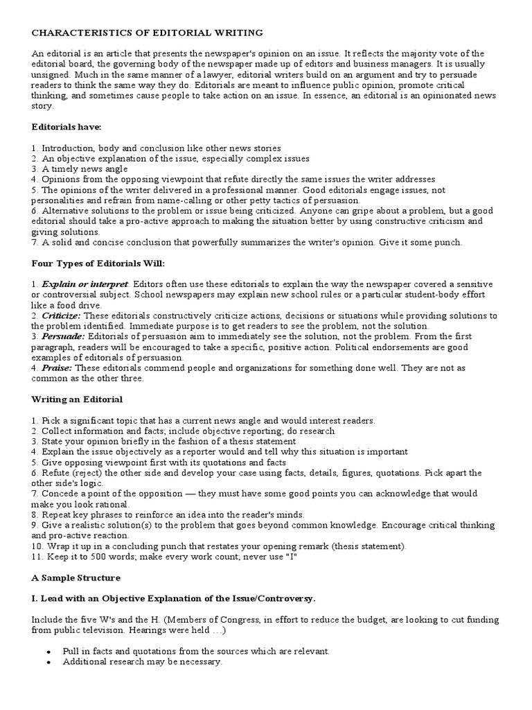 Characteristics of Editorial Writing: An In-Depth Look at the Key ...