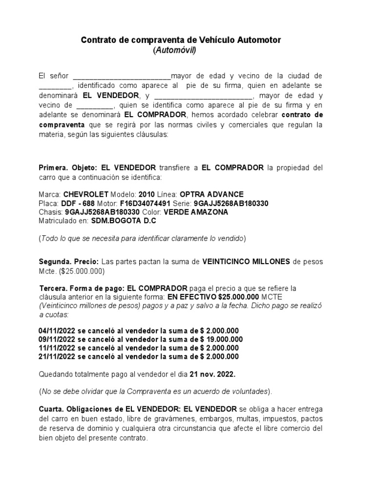 Contrato Carro | PDF