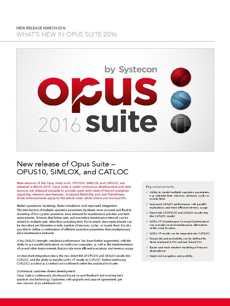 Opus Suite Release 2016 | PDF