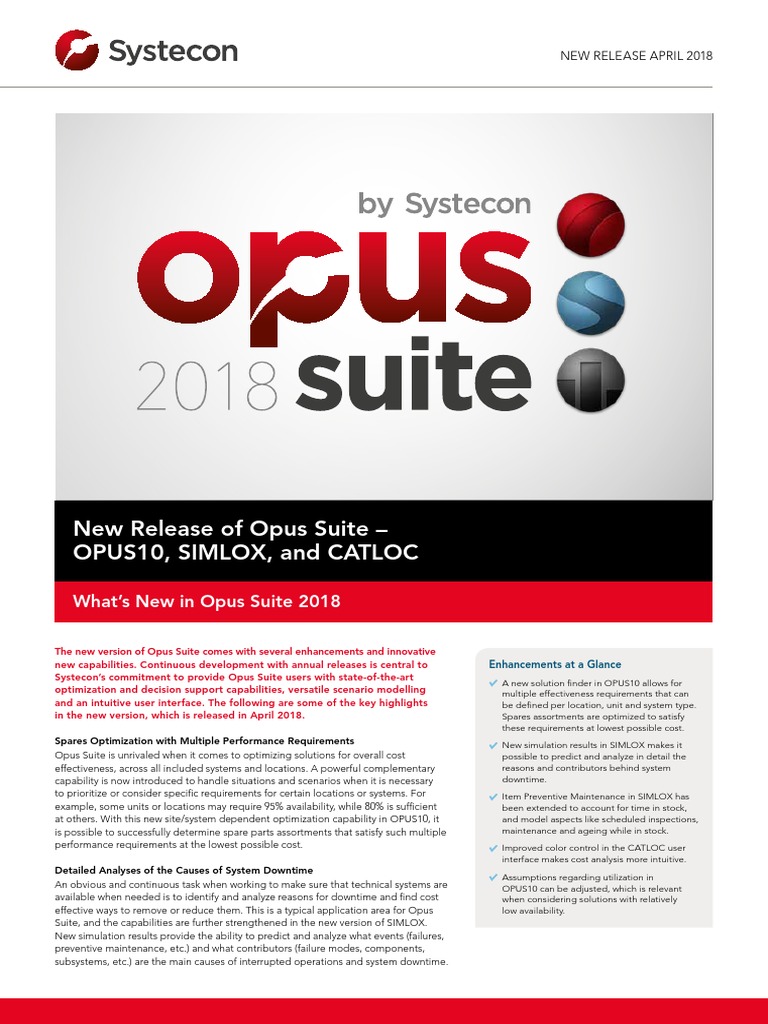 Opus Suite Release 2018 | Download Free PDF | Simulation | System