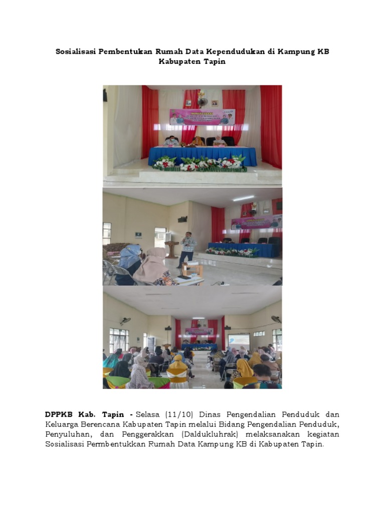 SOSIALISASI RUMAH DATA KB TAPIN | PDF