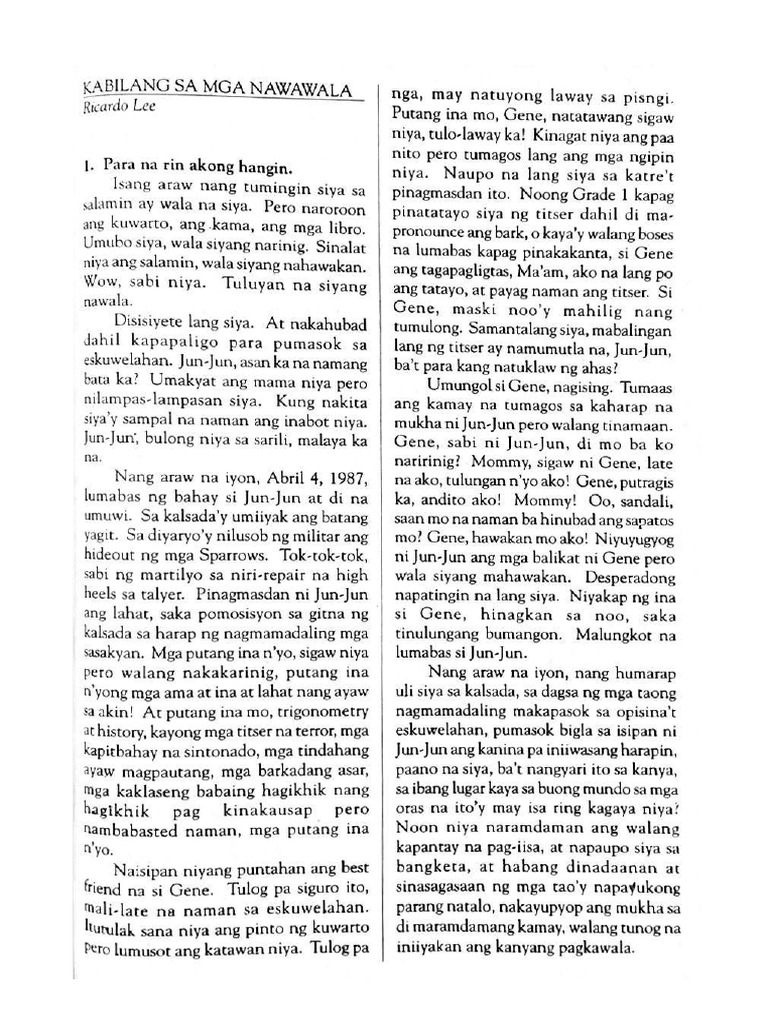 Kabilang Sa Mga Nawawala | PDF