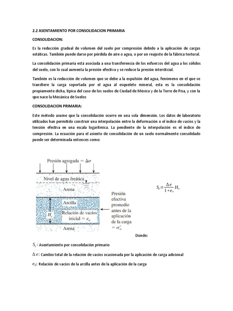 2.2 Asentamientos Por Consolidacion Primaria | PDF