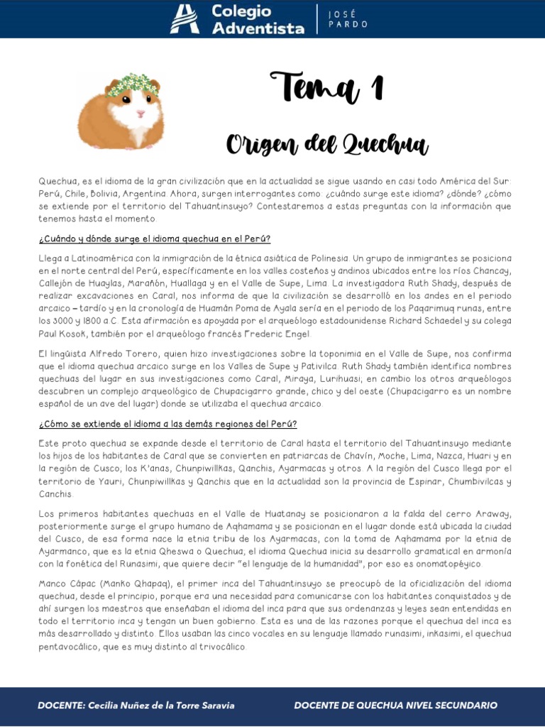 TEMA 1 ORIGEN DEL QUECHUA (1).pdf | PDF