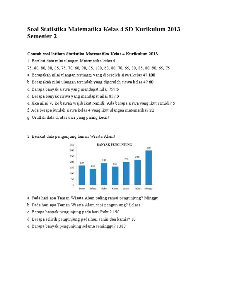 Soal Statistika Kelas 4 SD Semester 2 | PDF
