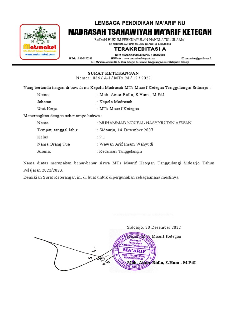 surat penarikan emis(TTD STEMPEL).docx | PDF