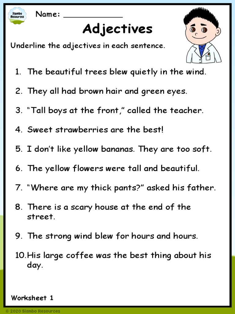 Grade 3 Adjectives Worksheet 1 | PDF