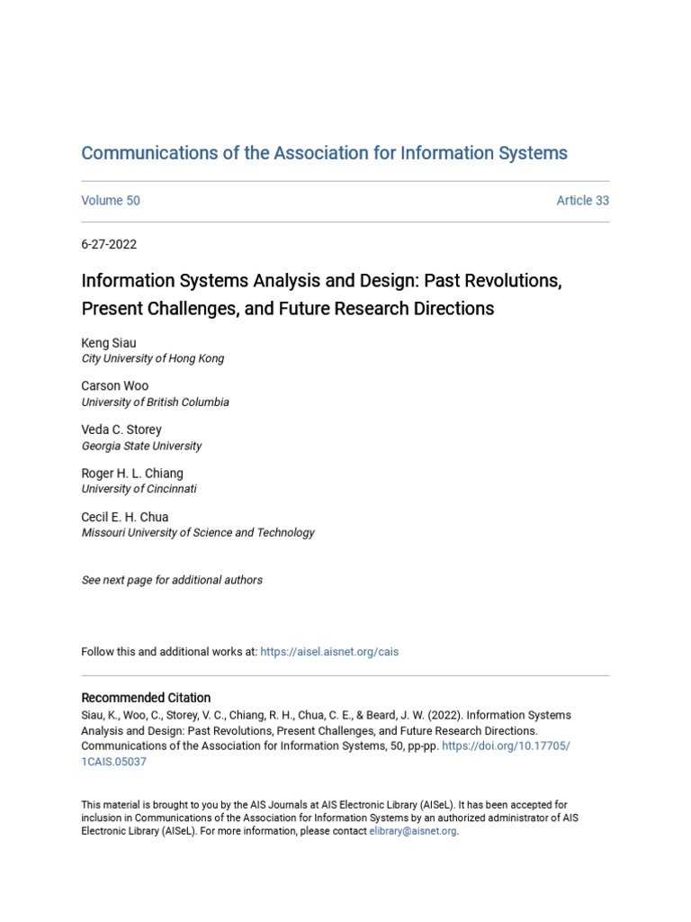 Information Systems Analysis and Design - Past Revolutions Prese | PDF