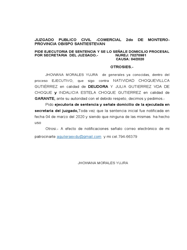 EJECUTORIA DE SENTENCIA.docx | PDF