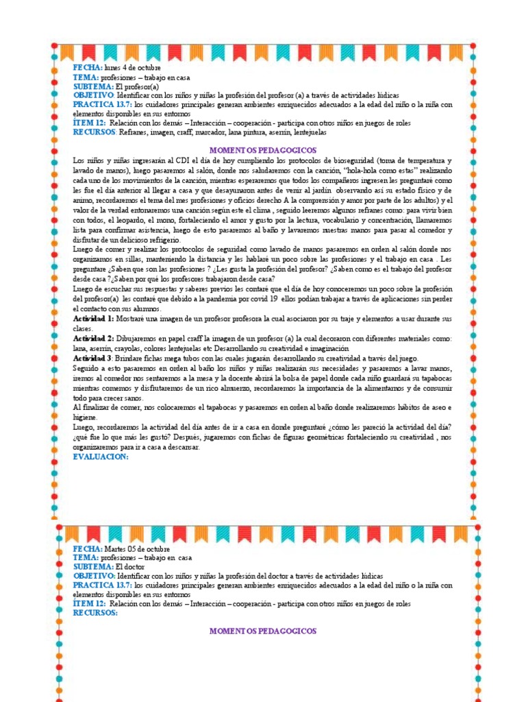 Semana de 4 Al 8 de Octubre Leidy | PDF | Higiene | Canciones