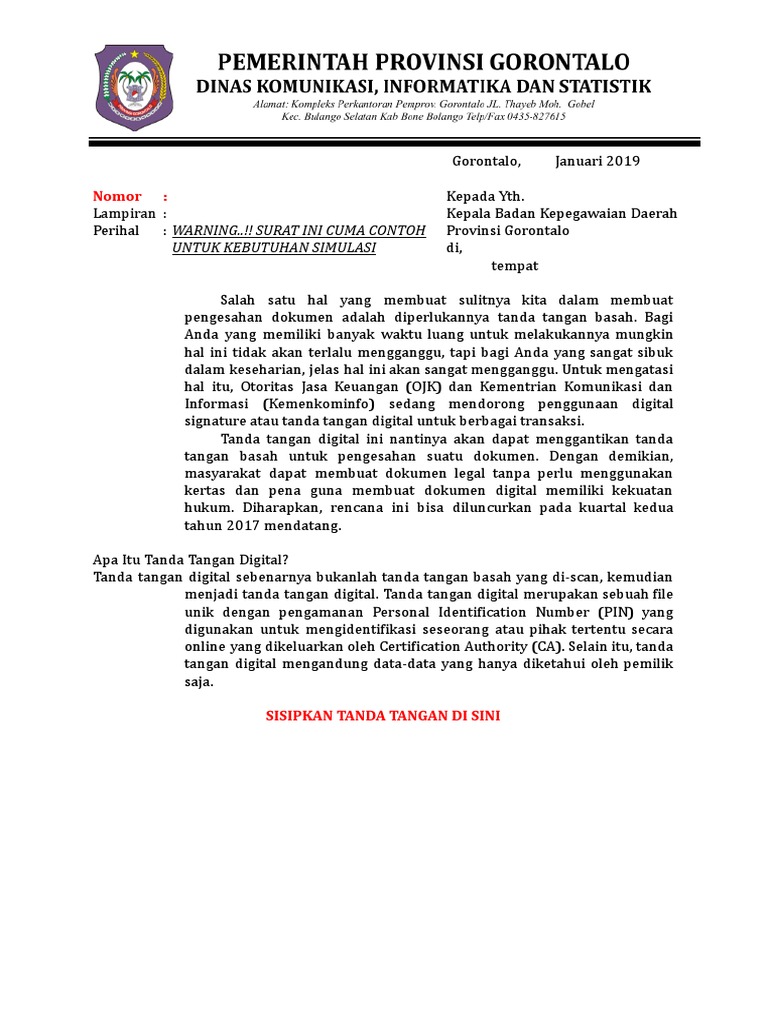 Surat Simulasi TTE | PDF