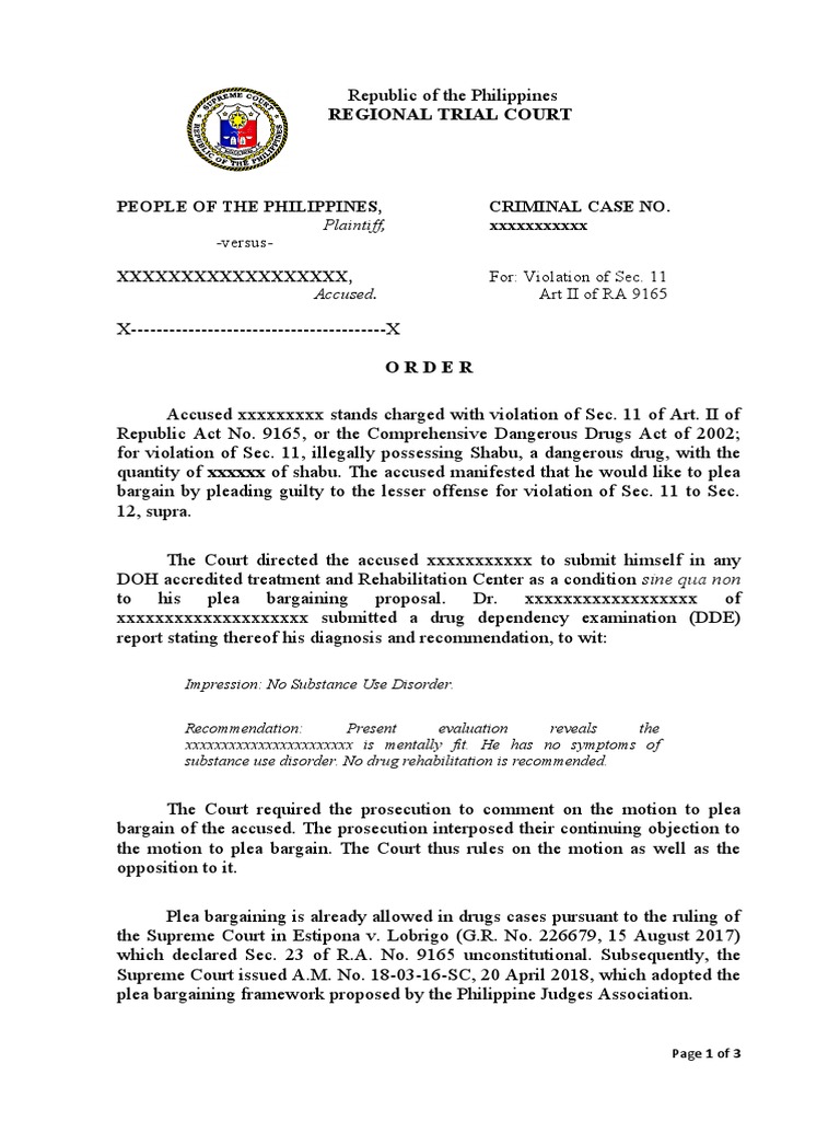 Plea Bargain Order | PDF