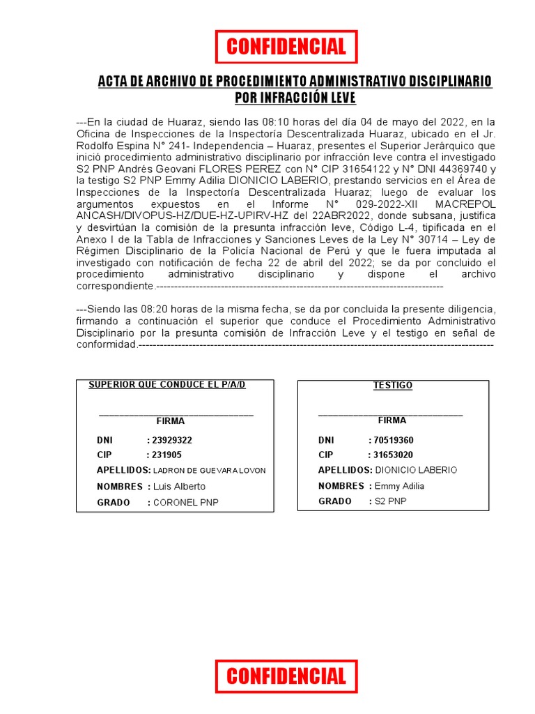 Acta de Archivo | PDF