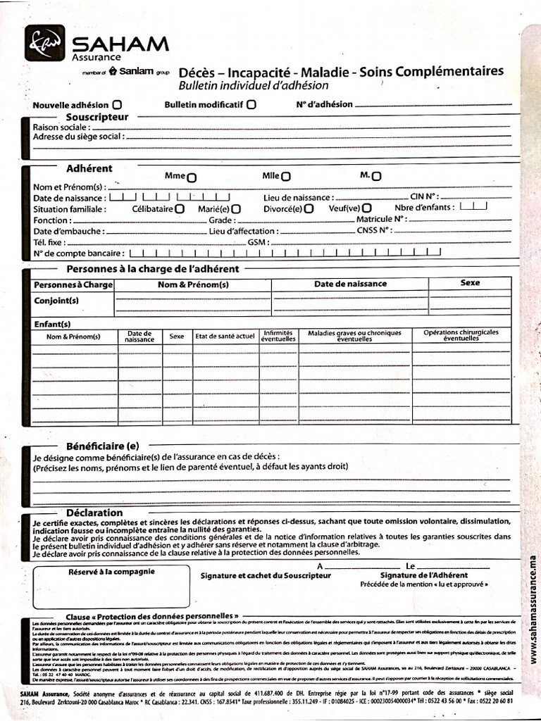 Bulletin d'adhésion SAHAM.pdf | PDF