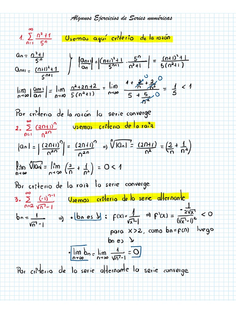 Ejercicios resueltos de series | PDF