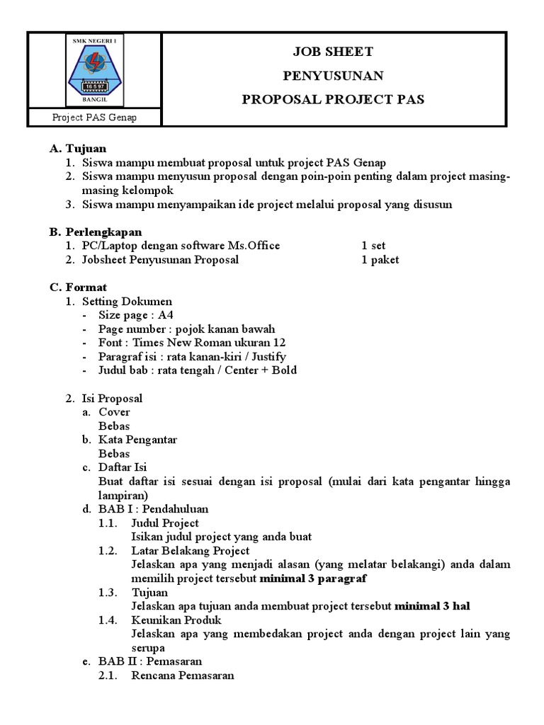 Penyusunan Proposal Project PAS X TE | PDF