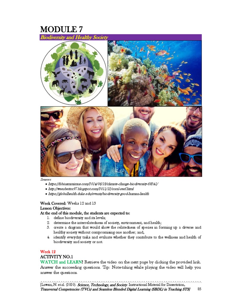 STS - MODULE7 - Biodiversity and Healthy Society | PDF | Biodiversity | Ecosystem