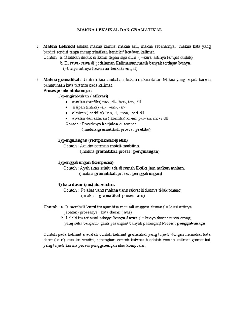 Materi Makna Leksikal Dan Gramatikal | PDF