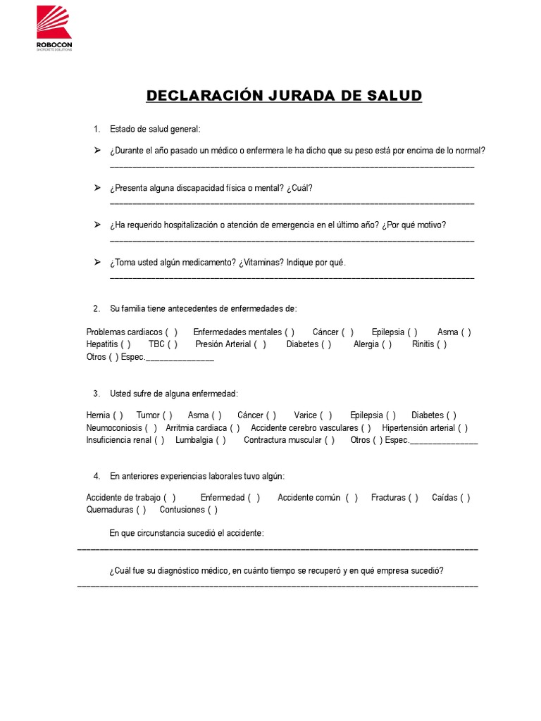 3.declaración de Salud | PDF