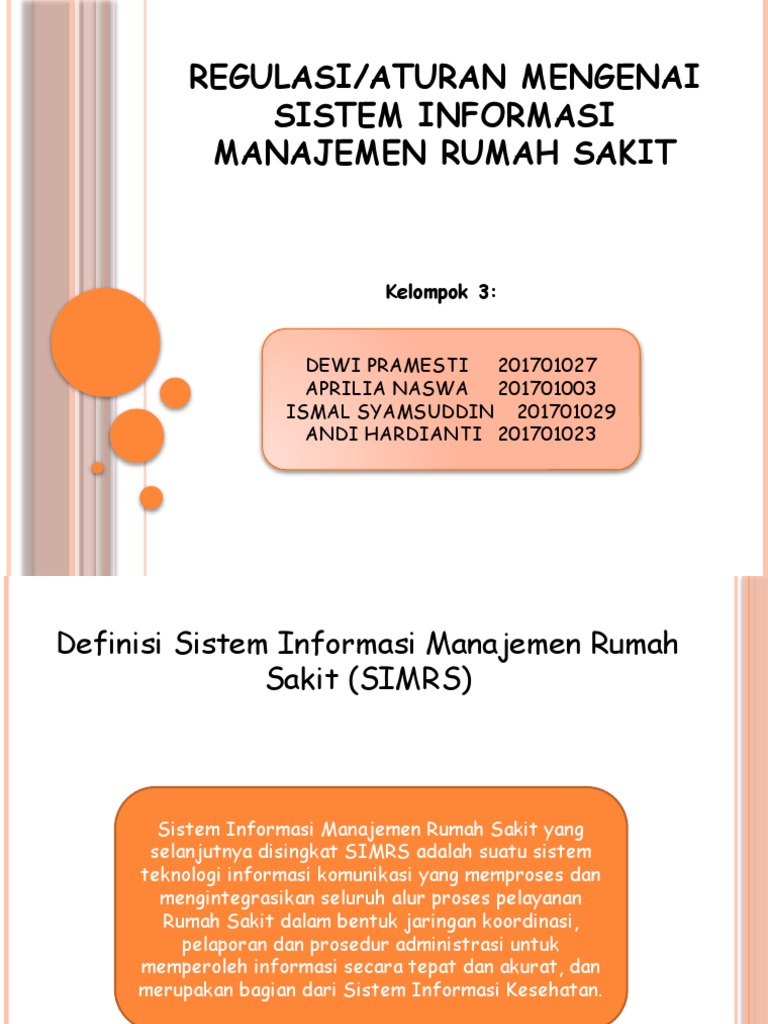 Kelompok 3 Regulasi Mengenai Simrs Fix | PDF