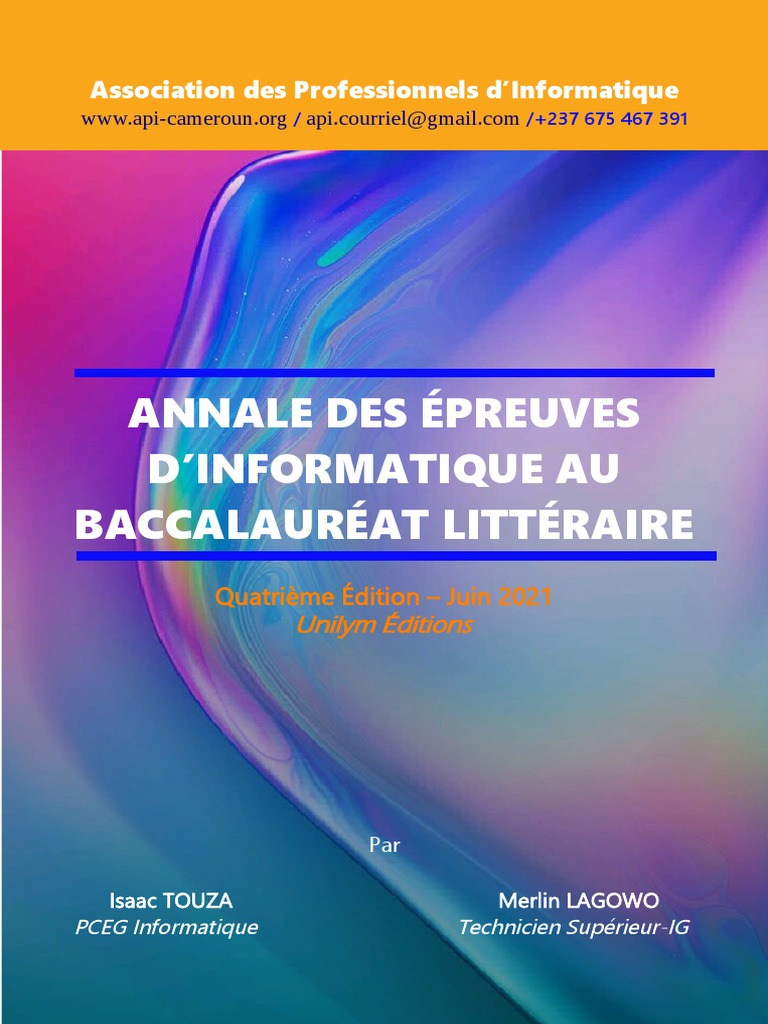 Annale API Epreuves Info Tle A PDF | PDF