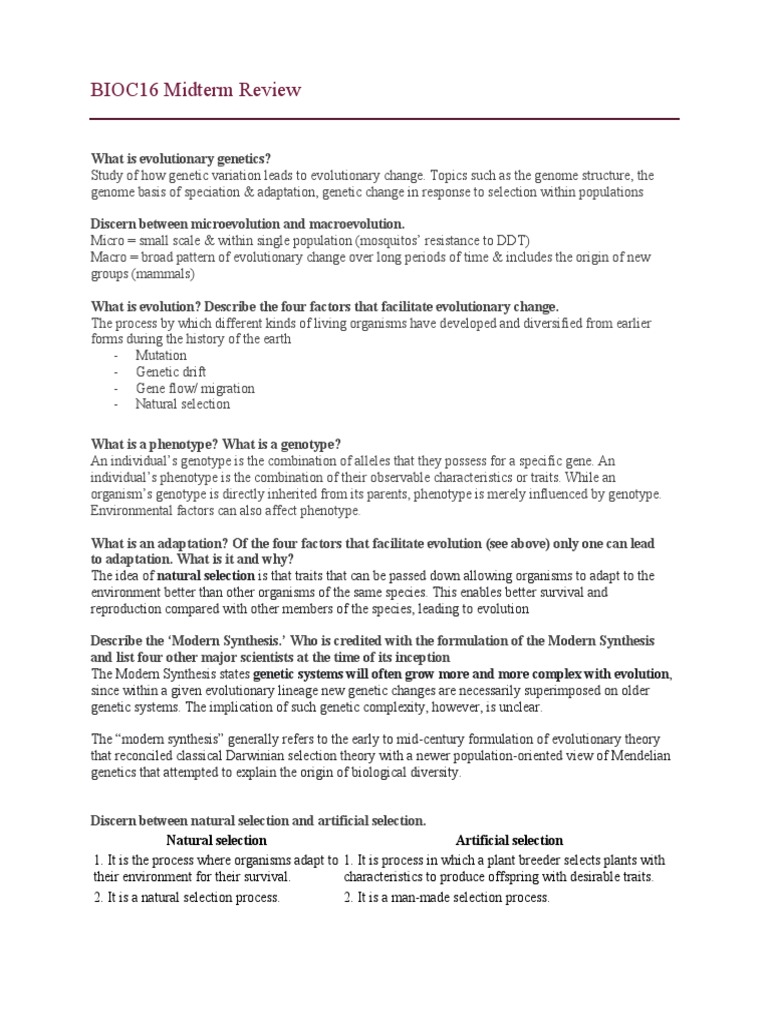 BIOC16 Midterm Review PDF | PDF