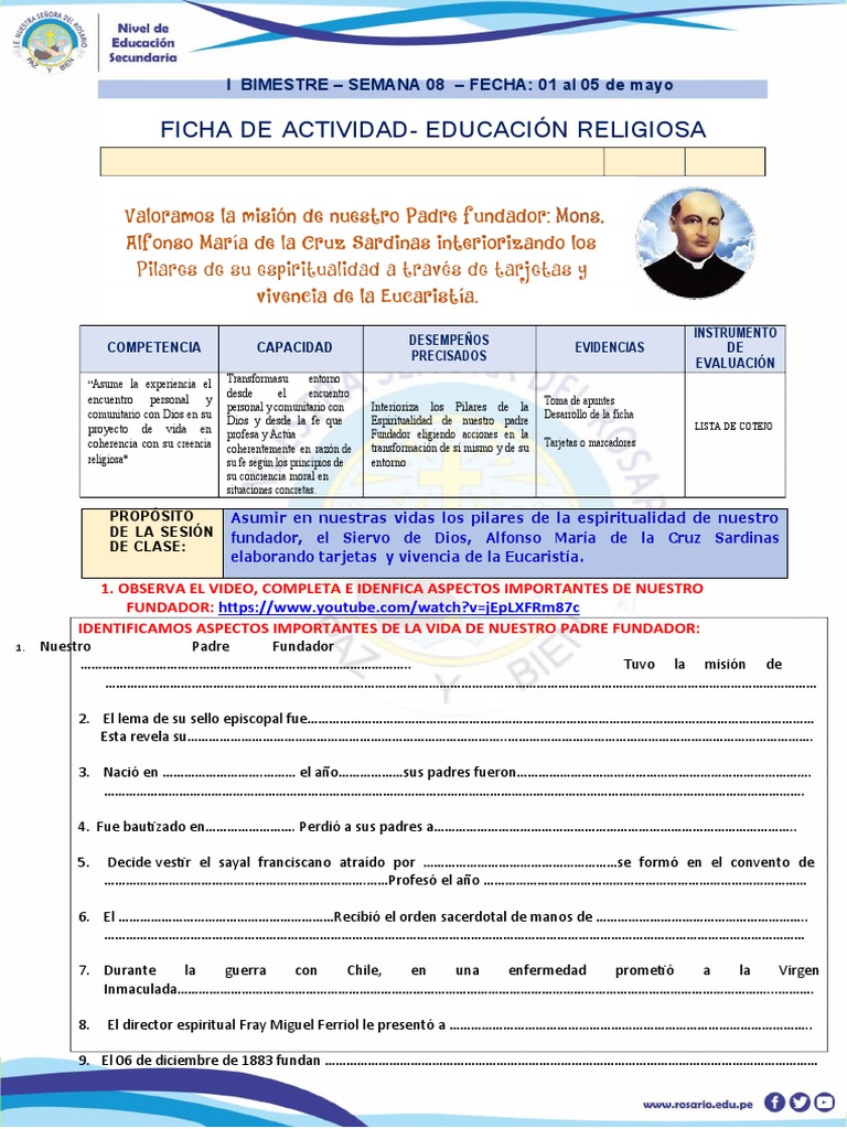 FICHA DE ACTIVIDADES - SEM 08 Segundo | PDF