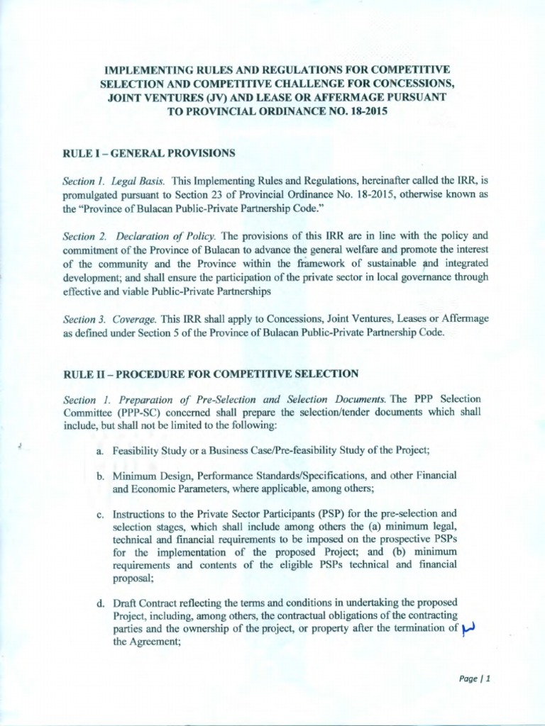 IRR - Bulacan PPP Code.pdf | PDF