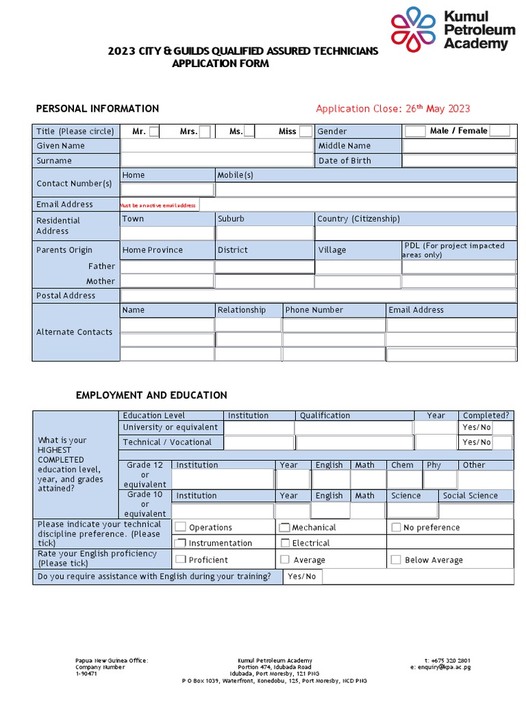 2023 KPA Trainee Application Form PDF | PDF