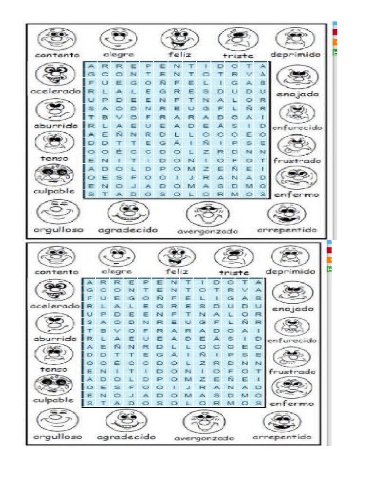 Sopa de Letras de Las Emociones | PDF